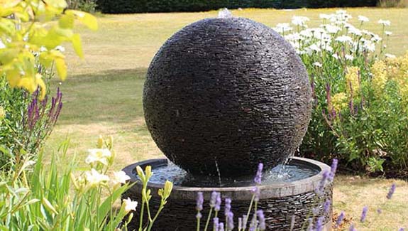 Slate Ball Water Features, Slate and Onyx Planters, Driftwood Tables ...